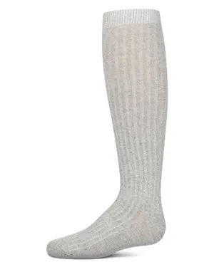MEMOI Ribbed Cotton-blend Knee High Socks - Lt Gray Heather