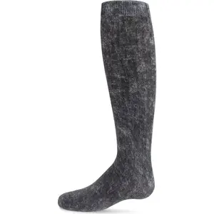 MEMOI Distressed Wash Knee High Socks - Black