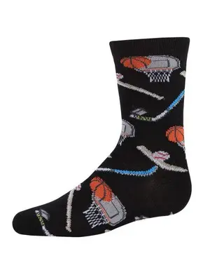 MEMOI Sports Crew Socks - Black