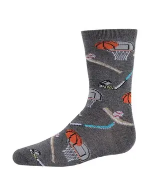 MEMOI Sports Crew Socks - Charcoal