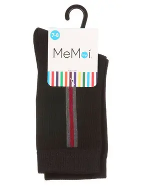 MEMOI Striped Fine-gauge Crew Socks - Black