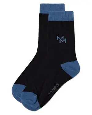 MEMOI Fine-gauge Crew Socks - Navy