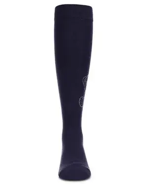 MEMOI Crystal Bear Knee-high Socks - Navy