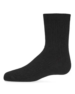 MEMOI Ribbed Crew Socks - Black
