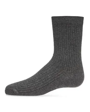 MEMOI Ribbed Crew Socks - Charcoal