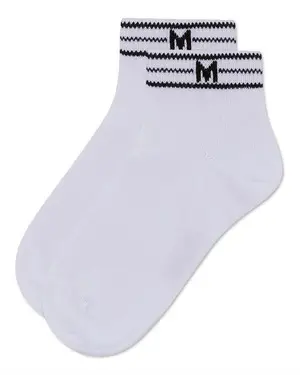 MEMOI Multi Line Anklet Socks - White