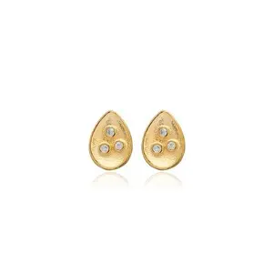 MAZIN JEWELS Pear Stud Earrings - Yellow Gold