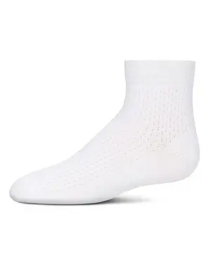 MEMOI Pointelle Dot Anklet Socks - White