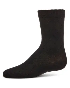 MEMOI Argyle Crew Socks - Black