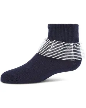 MEMOI Lace Ruffle Socks - Navy