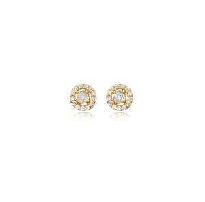 MAZIN JEWELS Halo Stud Earrings - Yellow Gold