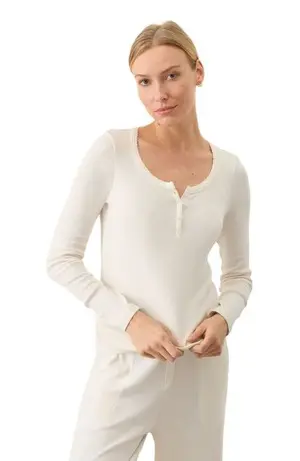 PACT Dream Rib Slim Henley Cream