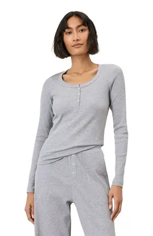 PACT Dream Rib Slim Henley - Heather Grey