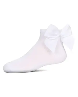 MEMOI Anklet Socks With Bow Detail - White