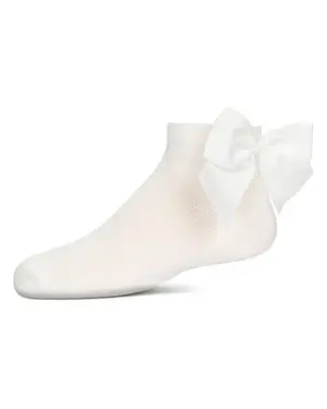 MEMOI Anklet Socks With Bow Detail - Winter White