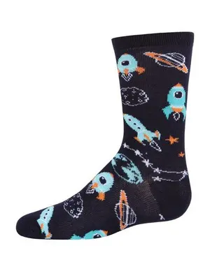 MEMOI Rocket Ship Crew Socks Navy