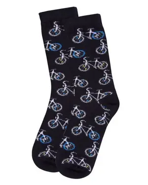 MEMOI Bicycle Novelty Crew Socks - Black
