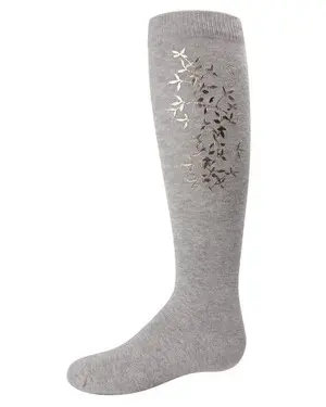 MEMOI Foil And Foliage Knee High Socks Light Gray