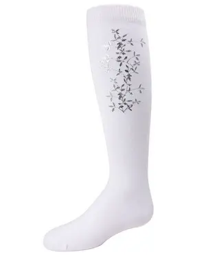 MEMOI Foil And Foliage Knee High Socks - White