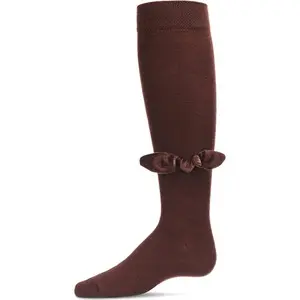 MEMOI Velvet Bow Knee High Socks - Java