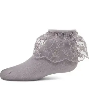 MEMOI Petite Floral Lace Anklet Socks - Wet Weather