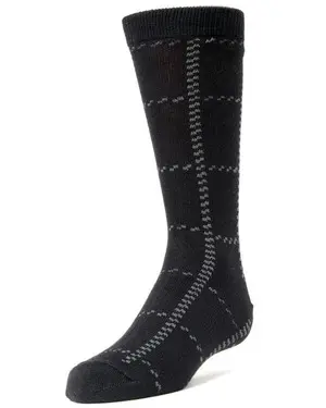 MEMOI Windowpane Plaid Dress Socks - Black