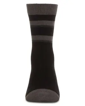 MEMOI Tonal Stripe Crew Socks - Black
