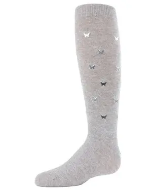 MEMOI Fly Sky High Butterfly Knee Socks - Light Gray