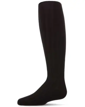 MEMOI Wide Ribbed Knee High Socks - Black