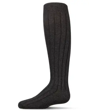 MEMOI Wide Ribbed Knee High Socks Charcoal Heather