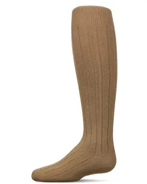 MEMOI Wide Ribbed Knee High Socks Chino