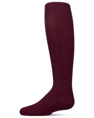 MEMOI Wide Ribbed Knee High Socks - Dark Maroon