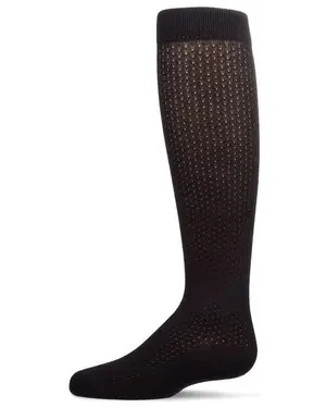 MEMOI Pointelle Dot Knee High Socks - Black