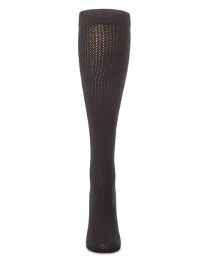MEMOI Pointelle Dot Knee High Socks - Black