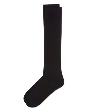 MEMOI Pointelle Dot Knee High Socks - Black