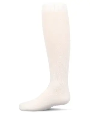 MEMOI Pointelle Dot Knee High Socks - Winter White