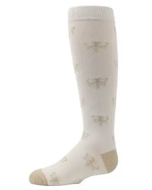 MEMOI Busy Bee Knee High Socks Winter White