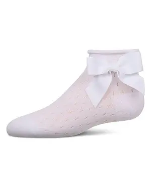 MEMOI Pointelle Anklet Socks - White