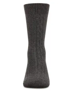MEMOI Cable Knit Knee High Socks - Charcoal