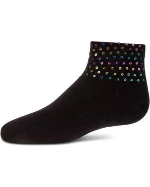 MEMOI Sequin Anklet Socks - Black