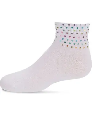 MEMOI Sequin Anklet Socks - White