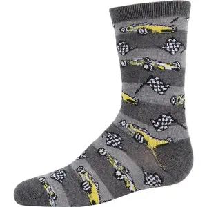 MEMOI Printed Crew Socks - Charcoal