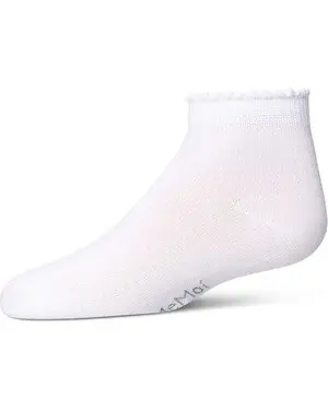 MEMOI Floral Scalloped Cuff Anklet Socks - White