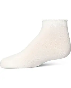 MEMOI Floral Scalloped Cuff Anklet Socks - Winter White