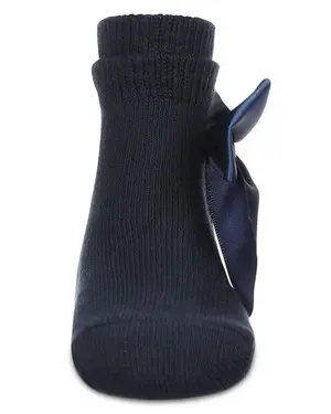 MEMOI Silky Bow Anklet Socks - Navy