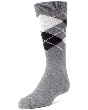 MEMOI Argyle Patterned Dress Socks - Charcoal
