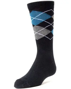 MEMOI Argyle Patterned Dress Socks Navy