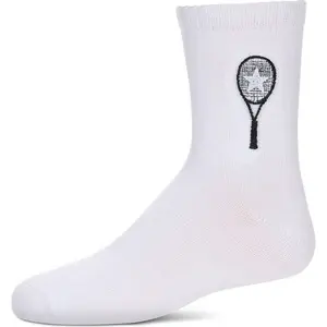 MEMOI Tennis Star Embroidered Crew Socks - White