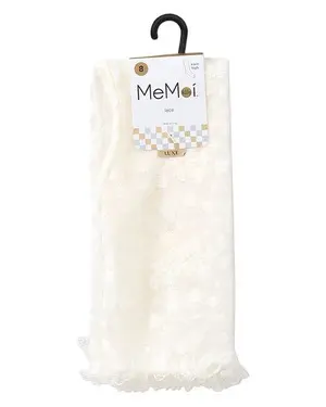 MEMOI Floral Lace Knee High Socks - Winter White