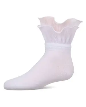 MEMOI Ruffle Anklet Socks - White